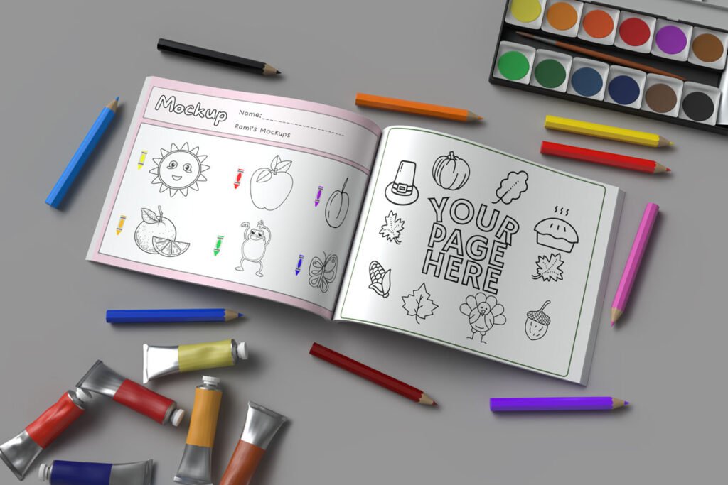 8.25 x 6 Open coloring book mockup - Rami's Design