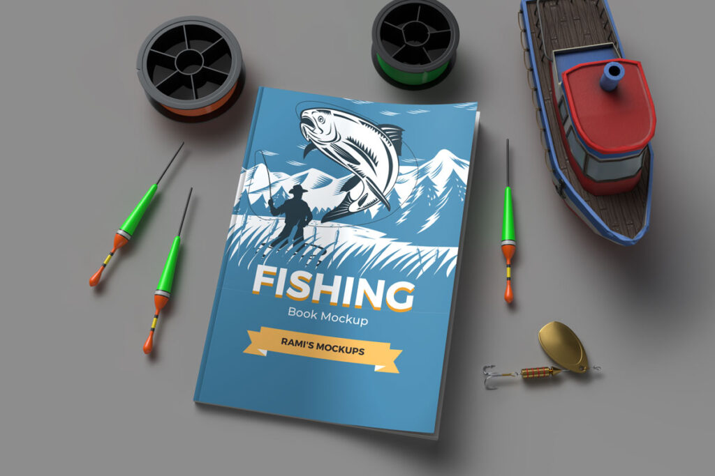 Fishing book cover mockup - Rami's Design