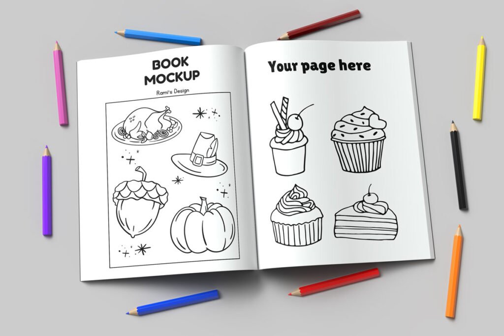 8 x 10 open coloring book mockup - Rami's Design