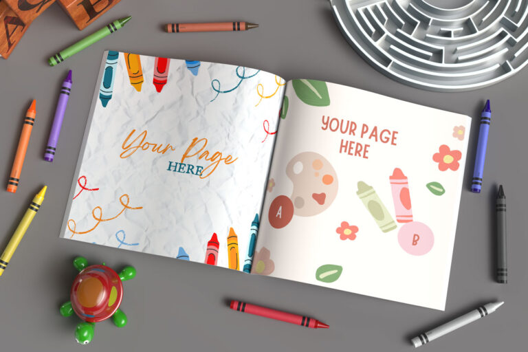 Kids square activity book mockup - Rami's Design