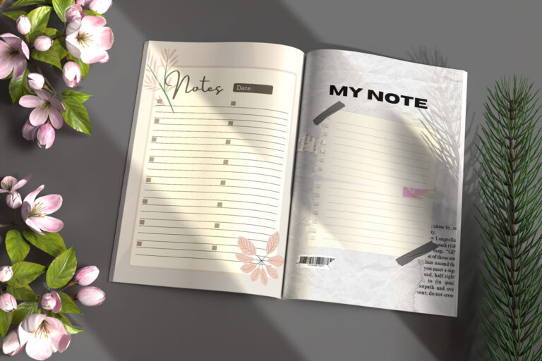 Open book mockup with shadow overlay - Rami's Design