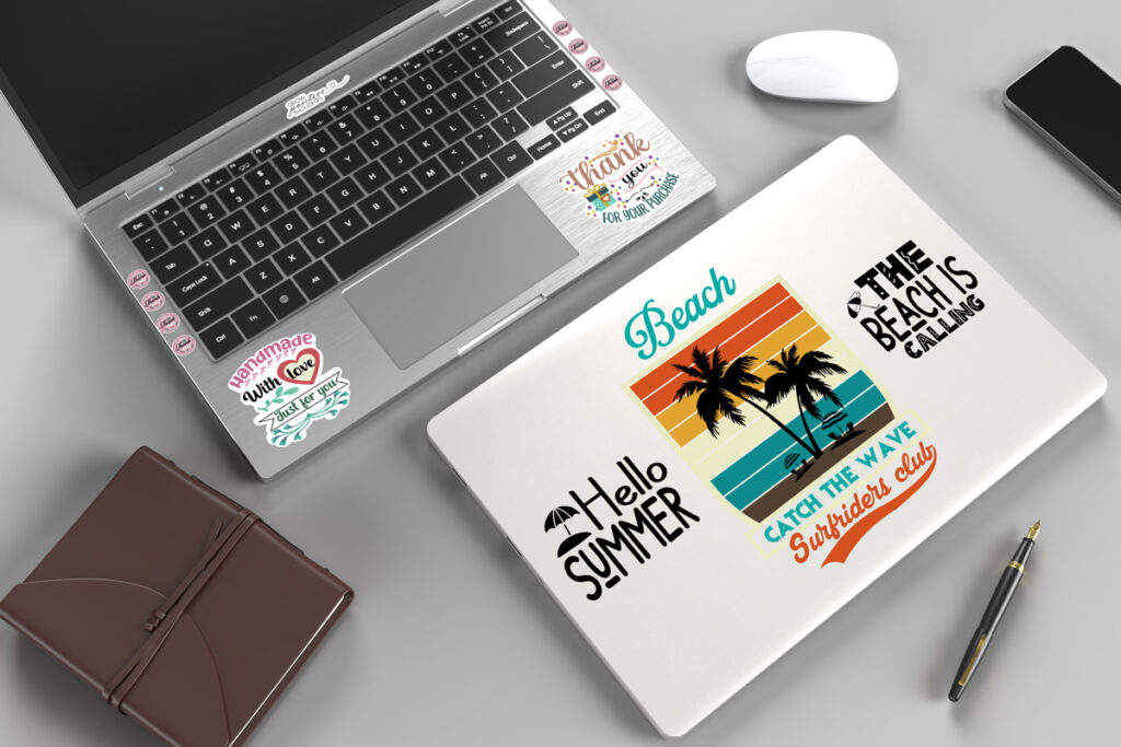 Open and closed Laptop stickers mockup - Rami's Design