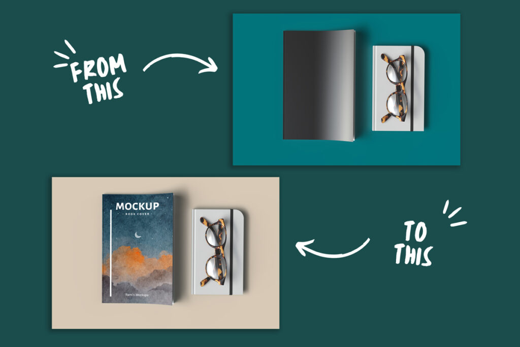 Top View Book Cover Mockup PSD - Rami's Design