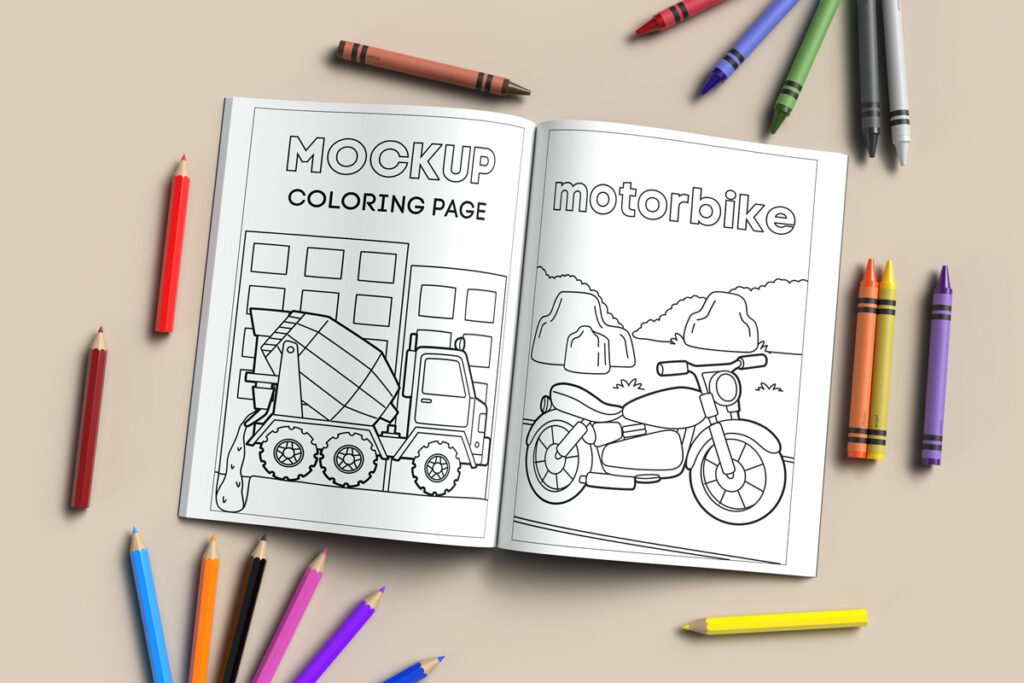 8.5 X 11 Inch Open Coloring Book Mockup - Rami's Design
