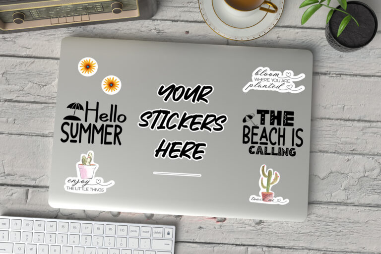 Open and closed Laptop stickers mockup - Rami's Design