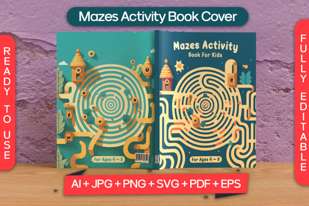 Mazes Activity Book Cover For Kdp - Rami's Design