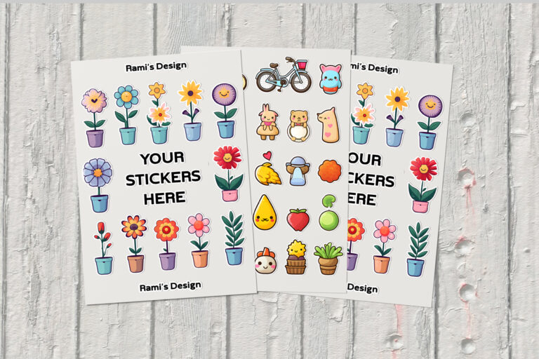 Stickers Sheets Mockup Psd and Jpg - Rami's Design