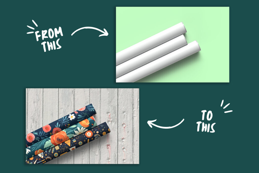Set of 3 Paper Roll Showcase Mockup - Rami's Design