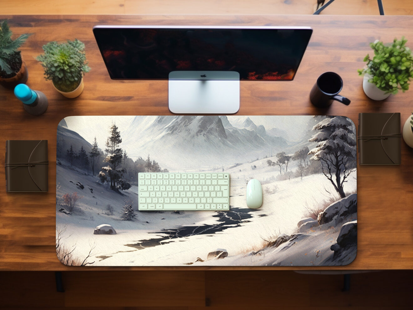 Desk mat with edges branding showcase mockup - Rami's Design