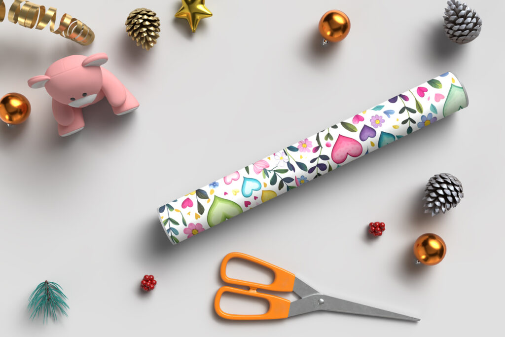 Paper roll mockup with decorative elements - Rami's Design