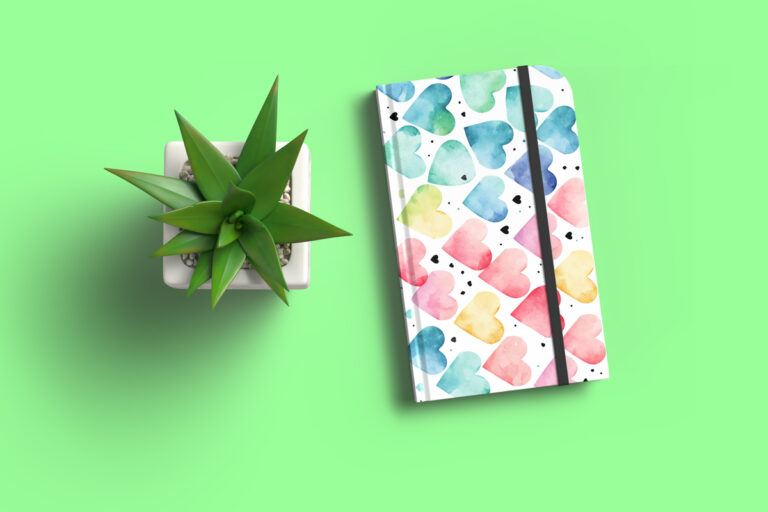 Notebook and Paper Roll Pattern Mockup - Rami's Design