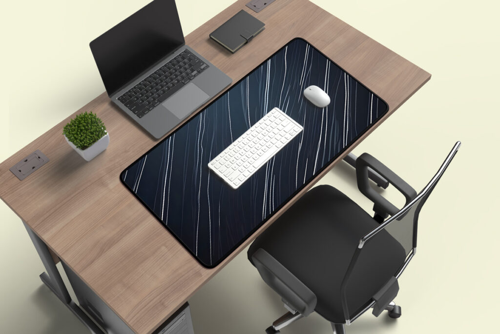 Desk mat with edges branding showcase mockup - Rami's Design