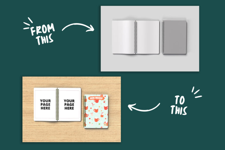 A4 open and closed notebook mockup - Rami's Design