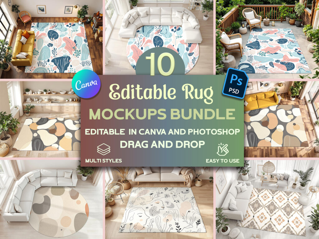 Editable rug mockup bundle - Rami's Design